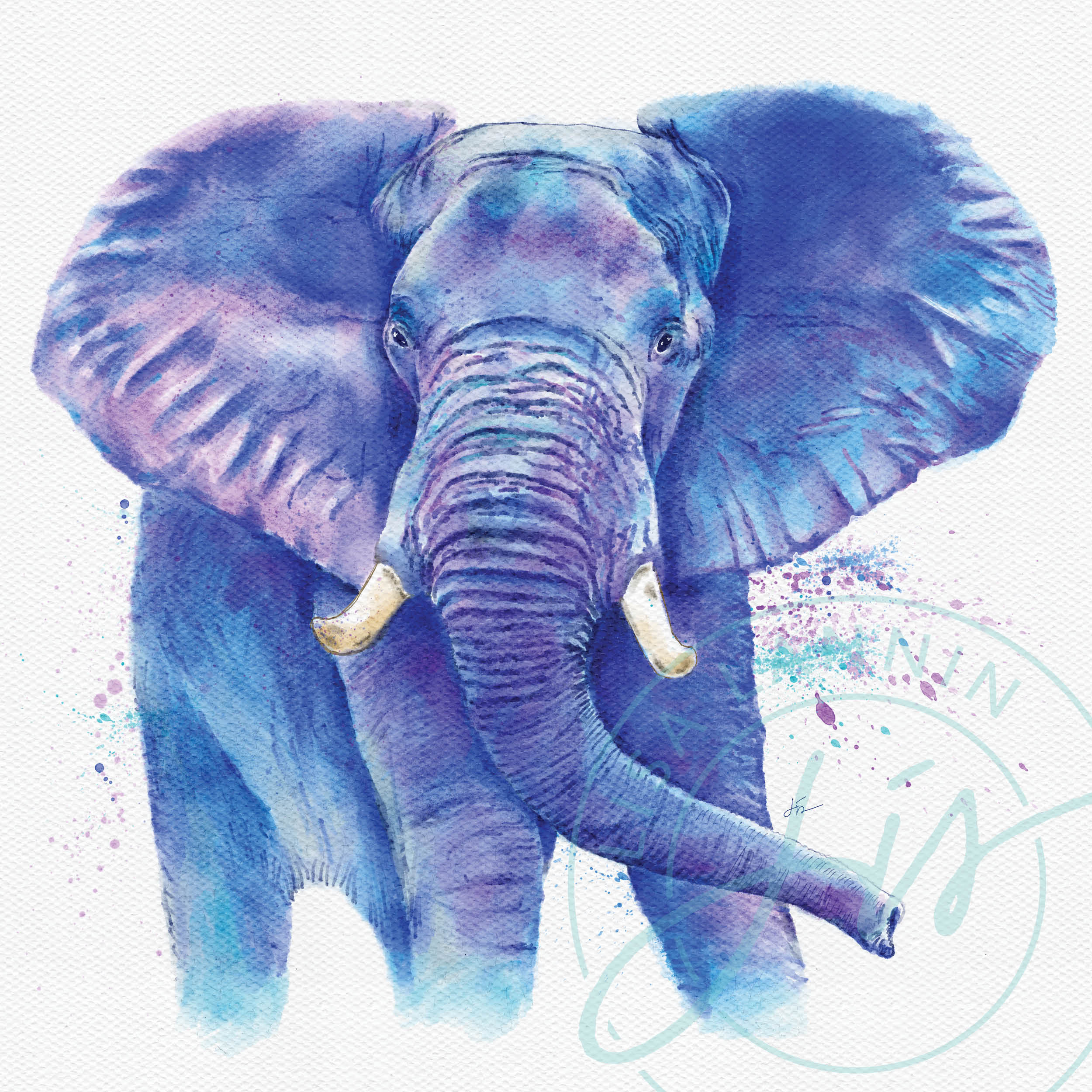 Background Blue Elephant Watercolor Watercolour Elephant With Blue